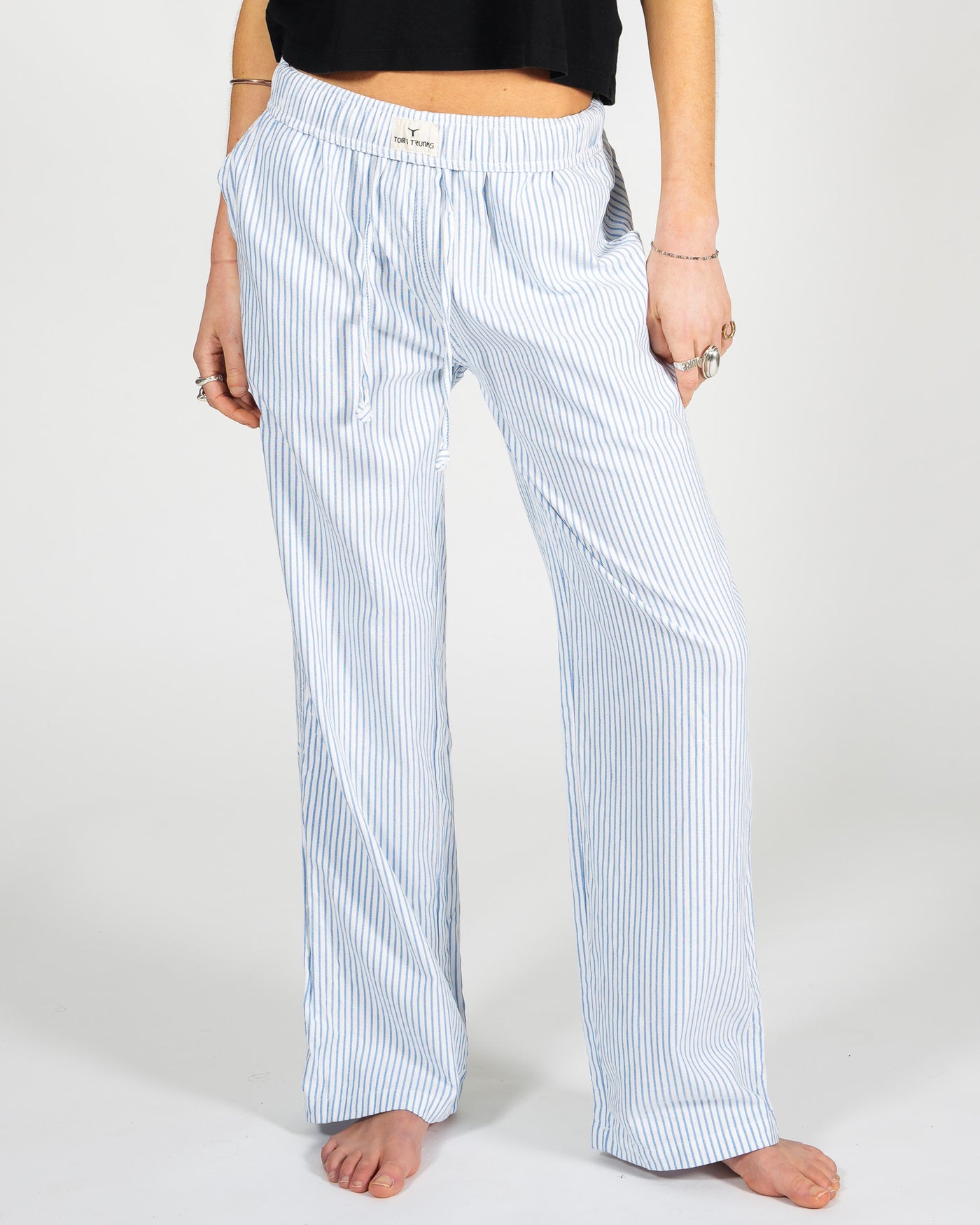 White & Blue Pinstripe Trousers – Tom's Trunks