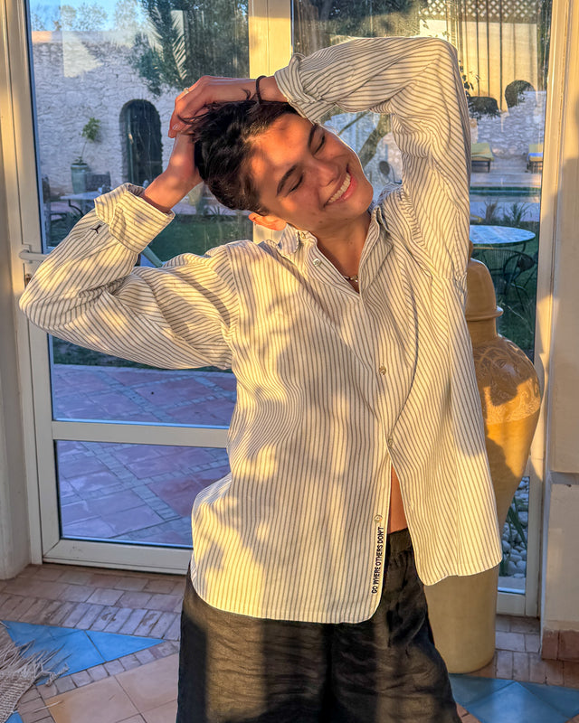 White & Green Pinstripe Shirt – Tom's Trunks