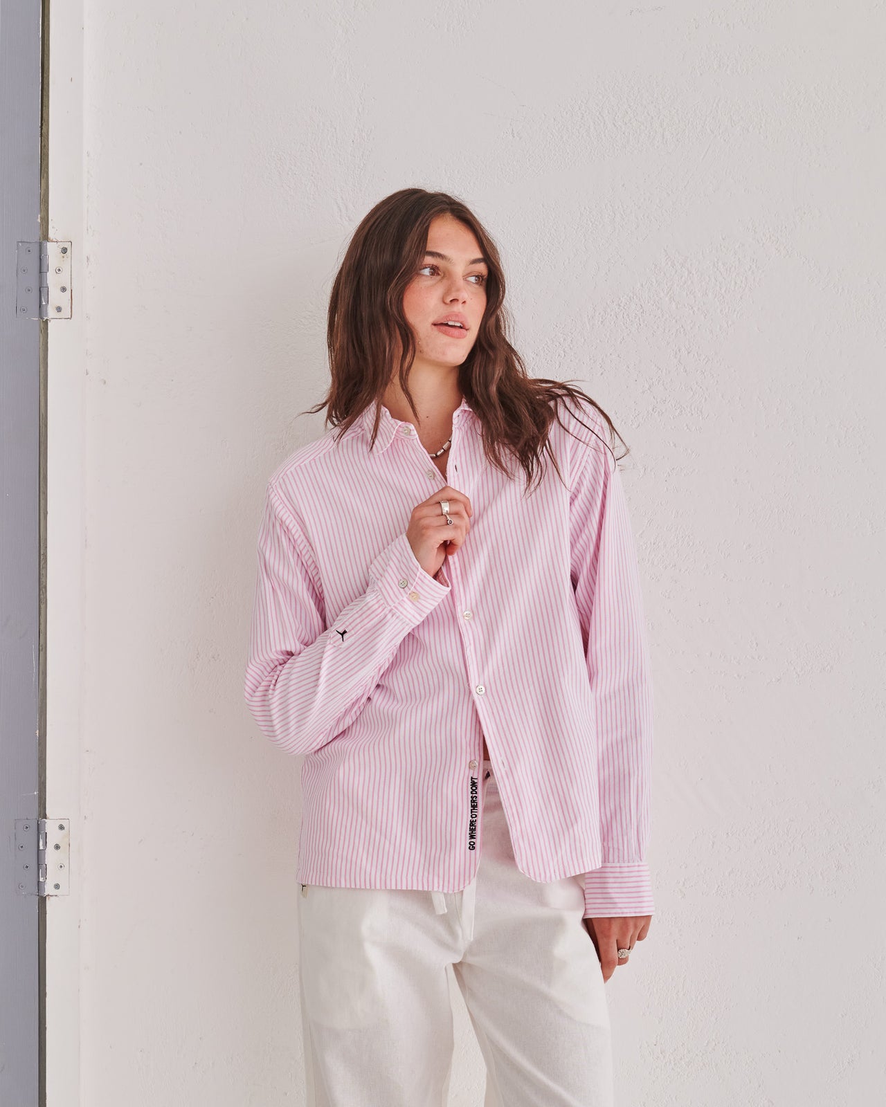 White & Pink Pinstripe Shirt – Tom's Trunks