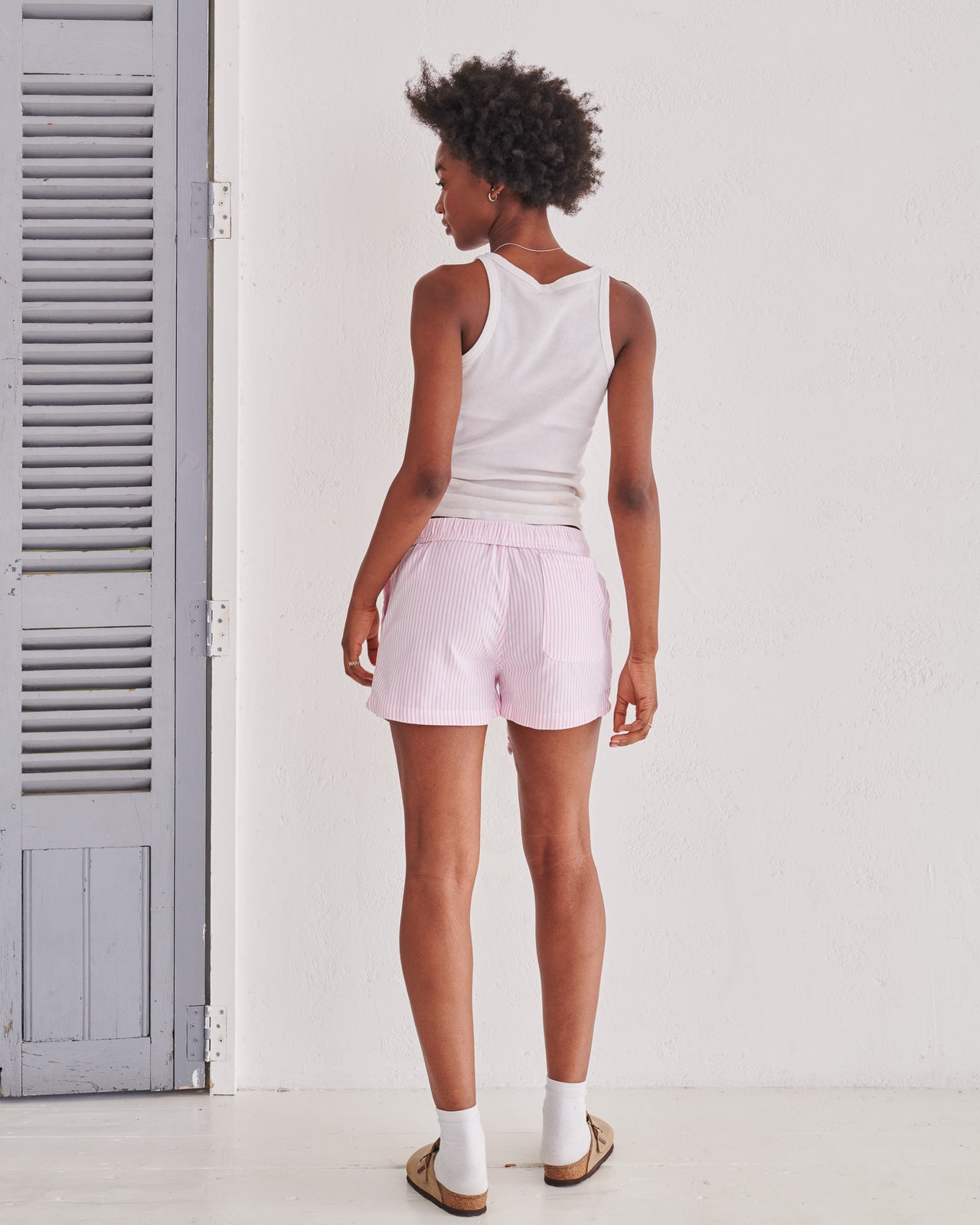 White & Pink Pinstripe Short Shorts – Tom's Trunks